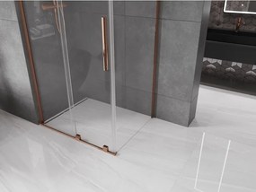 Mexen Velar L, sprchový kout s posuvnými dveřmi 120 x 75 cm, 8mm čiré sklo, růžové zlato, 871-120-075-03-60