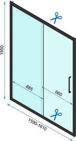 Rea Rapid Slide Wall, 3-stěnný sprchový kout s posuvnými dveřmi 150 (dveře) x 80 (stěna) x 195 cm, 6mm čiré sklo, černý profil, KPL-09889