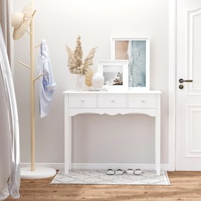 HOMCOM Dřevěný Konferenční Stůl do Předsíně se 3 Šuplíky pro Obývací Pokoj a Chodbu, Nosnost 45 kg, 100x32x85 cm, Bílý