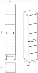 Koupelnová stojící skříňka BALI bílá - vysoká s košem na prádlo