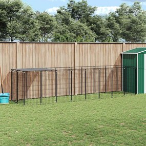 Psí kotec černý 4,84 m² ocel 3082200