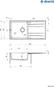Deante Dřez Eridan s odkapávačem, granit - ZQE A713 alabastr