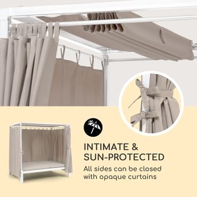 Blumfeldt Eremitage Double Sunbed, lehátko pro 2 osoby, ocelový rám, sluneční stříška, závěsy, krémová