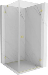 Mexen Lunar-B, pravostranný výklopný sprchový kout 70 x 70 cm, 8mm čiré sklo, zlatý kartáčovaný - 832-070-070-55-00-P