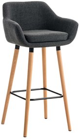 Barová židle Grant ~ látka, dřevěné nohy natura - Tmavě šedá