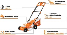 RURIS RXE 1400 - elektrická sekačka, 34 cm / 1 400 W