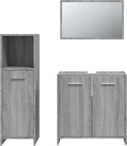 3dílný set koupelnového nábytku šedý sonoma kompozitní dřevo 3154407