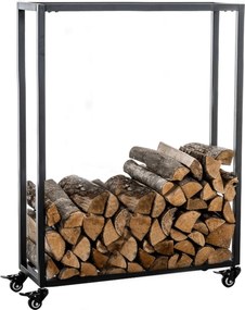 Stojan na palivové dřevo Hetta 25x60x100 cm – černá