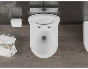 Mexen Carmen, závěsná WC mísa 490x365x340 mm, Rimless Tornádo + WC sedátko z duroplastu, bílá lesklá, 30880500T