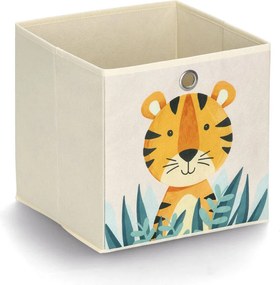 Textilní úložný box se zvířátkem, 28 x 28 x 28 cm, tygr