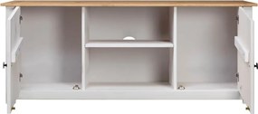 TV skříňka bílá 120 x 40 x 50 cm masivní borovice řada Panama 282672