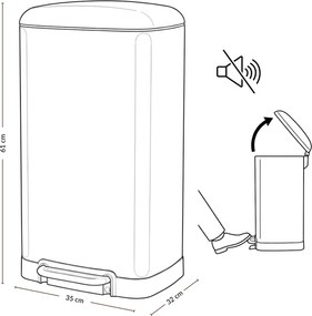 Odpadkový koš s pedálem MYK, 30 l – bílý