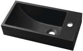 Sapho Ariana umyvadlo 50 x 25 cm s otvorem pro baterii s přepadem pravá litý mramor černá mat SM016B