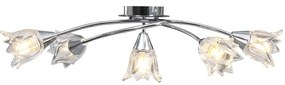 Stropní lampa průhledná skleněná stínidla 5 žárovek E14 tulipán 289236