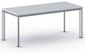 Kancelářský stůl PRIMO INVITATION, šedostříbrná podnož 1800 x 800 mm, bílá