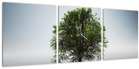 Obraz - Osamocený strom (s hodinami) (90x30 cm)