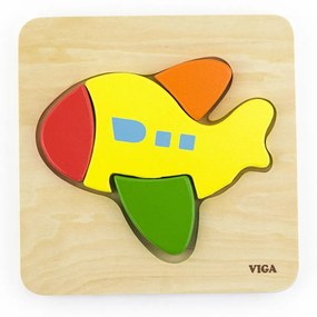 Dřevěné puzzle pro nejmenší Viga Letadlo Barva: multicolor