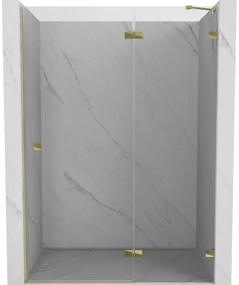 Mexen, Mexen Lunar pravé otočné sprchové dveře 130 cm, transparentní, zlaté - 834-130-000-50-00-P