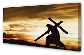 Obrazy na plátně Jesus cross západ slunce 125x50 cm