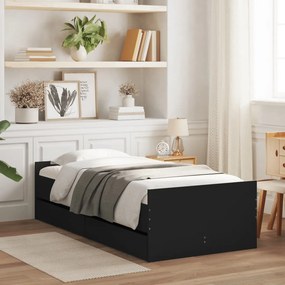 Rám postele se zásuvkami černý 90 x 190 cm 3207379