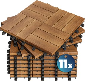 Dřevěná terasová dlaždice akácie mozaika certifikace FSC® sada 11 ks 30x30cm
