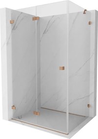 Mexen Lunar-F, skládací sprchový kout levý 80 x 70 cm, 8mm čiré sklo, profil měděná matná, 836-080-070-65-00-L