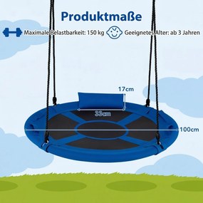 Costway Ø100 cm houpačka hnízdo s polštářky a madly dětská houpačka