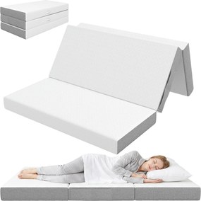 HOMCOM skládací matrace ve 3 částech, 140x190x15 cm, hostitelská matrace z gelové paměťové pěny, bílá