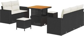 Sada zahradních pohovek s polštářem 8 pcs Černá polyratan 3361555