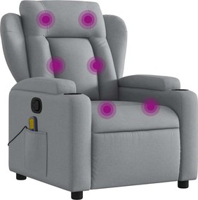 Masážní křeslo s polohovacím mechanismem, světle šedé, látkové 3206000