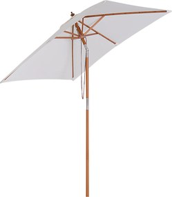 Outsunny skládací zahradní slunečník plážový slunečník 3-stupňový nastavitelný jedlové dřevo+polyester krémová bílá 200 x 150 x 235 cm | Aosom