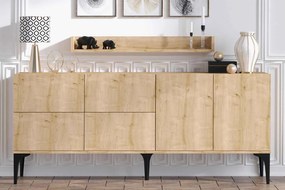 Designová komoda s policí Xarles 180 cm vzor dub