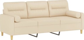 3místná pohovka s polštáři krémová 180 cm textil 3200831