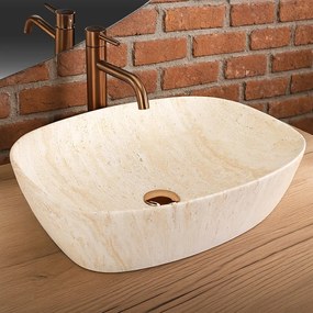 Rea Freja, umyvadlo na desku 512x396x137mm, imitace kamene-travertin matný, REA-U6689