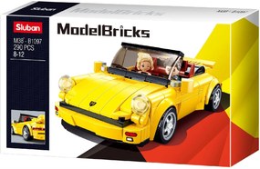 Stavebnice sluban model bricks m38-b1097 německý žlutý sportovní vůz