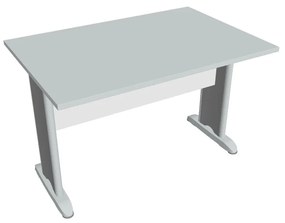 Stůl jednací rovný 120 cm - Hobis Cross CJ 1200 Dekor stolové desky: šedá, Dekor lamino podnože: bílá, Barva nohou: Stříbrná