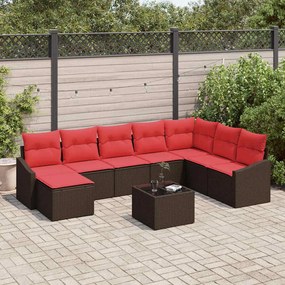 Set pohovek 9 ks Hnědá polyratan 3346854