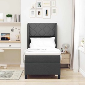 Postel s boxspringem s čelo Tmavě šedá 80 x 200 cm textil 3340593