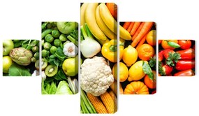 Vícedílný obraz Ovoce A Zelenina V Barvách Duhy Nedostatek Nedostatek Přírodní plátno 200x120
