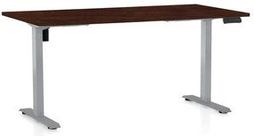 Výškově nastavitelný stůl OfficeTech B, 160 x 80 cm, šedá podnož, wenge