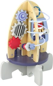 LEAN Toys Dřevěná edukační hračka raketa s korálky a ozubenými kolečky