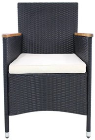 Zahradní židle 2 ks s poduškami polyratan černé - Default Title