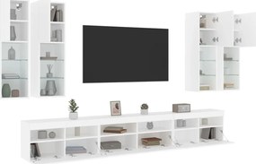 vidaXL 7dílná obývací stěna s LED osvětlením [3216781] Barva: Bílá