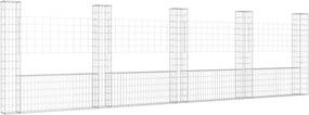 Gabionový koš ve tvaru U s 5 sloupky železo 500 x 20 x 150 cm 151285