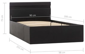 vidaXL Rám postele LED s úložným prostorem černý umělá kůže 90x200 cm