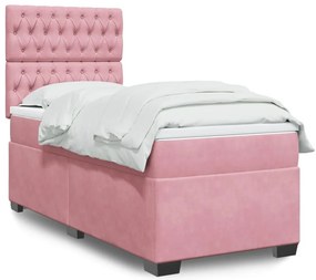 Box spring postel s matrací růžová 90x200 cm samet 3290821