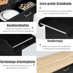 Costway Kuchyňský vozík kuchyňský ostrůvek se zásuvkou a výškově nastavitelnou