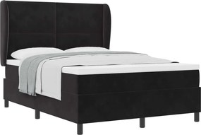 Postel s boxspringem s čelo Černý 200 x 140 cm samet 3340930