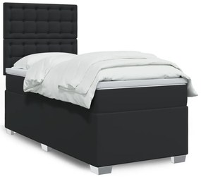 Box spring postel s matrací černá 90x200 cm umělá kůže 3293004