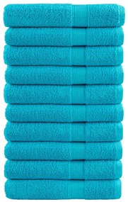Premium ručníky SOLUND 10 ks tyrkysové 100x200 cm 600 g/m² 137463